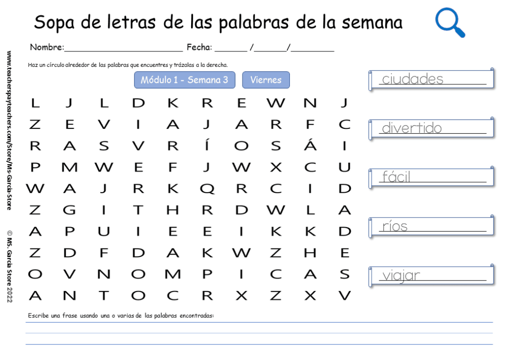 Sopas de Letras Educativas para 2º Grado – Palabras de uso frecuente ...