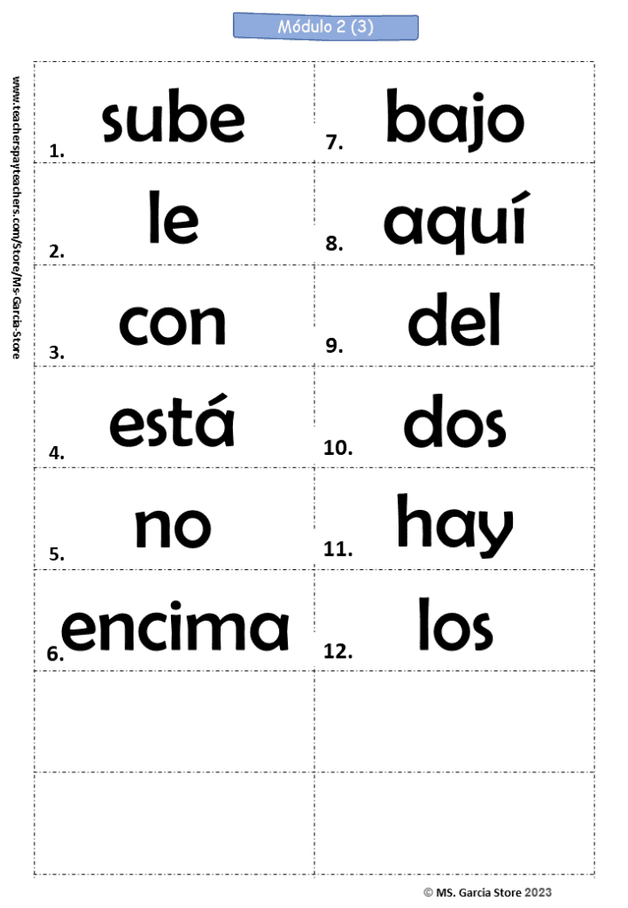 Centros, juegos y fichas imprimibles Palabras de Uso Frecuente HMH de ...