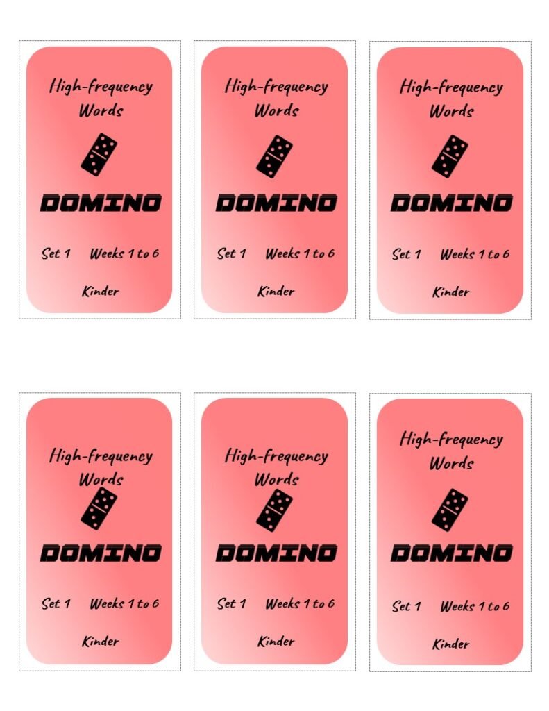 Kinder Domino Game HMH High Frequency Words - Ms. García Store