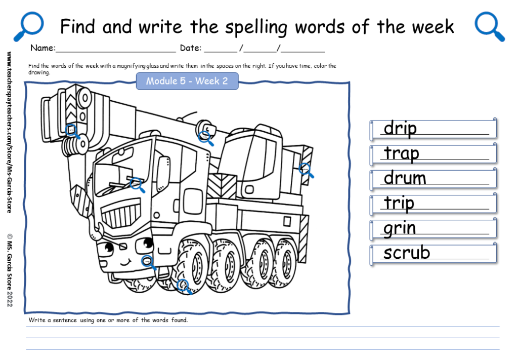 First Grade Find, Trace and Write the Tiny HMH Spelling Words - Ms ...