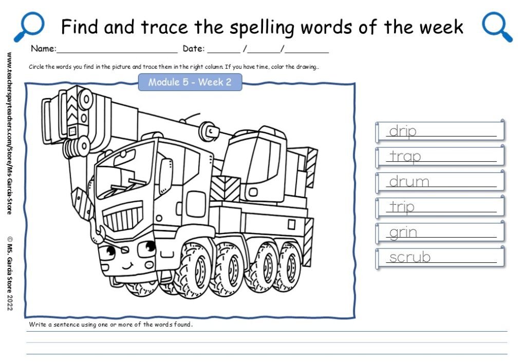 First-Grade Printable Centers and worksheets HMH Spelling Words of the ...